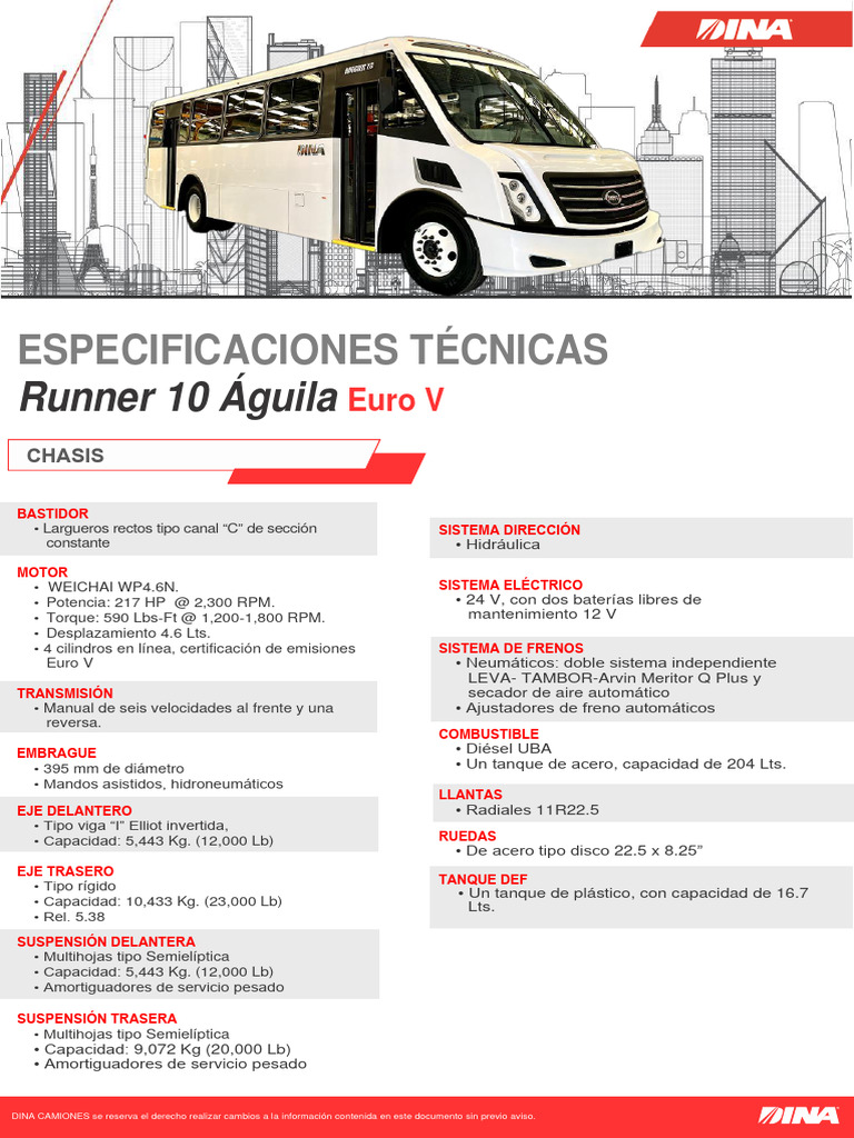 Especificaciones Runner 10 Águila | PDF | Vehículos | Estilos de carrocería