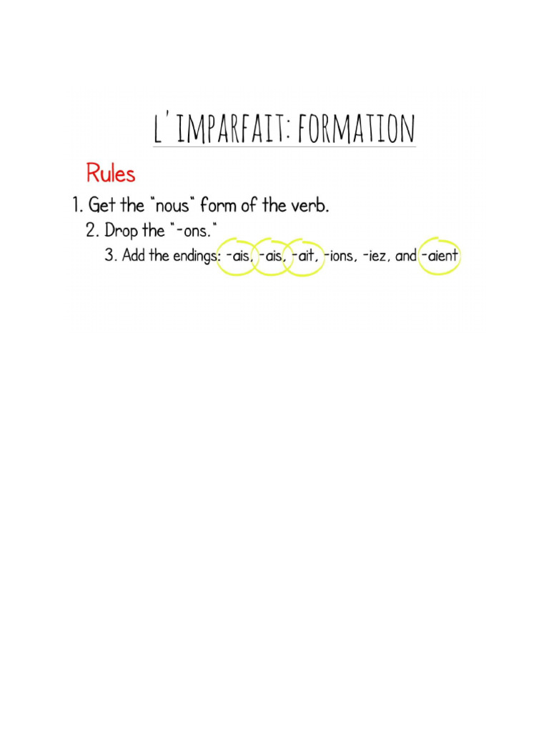 Imparfait Formation | PDF