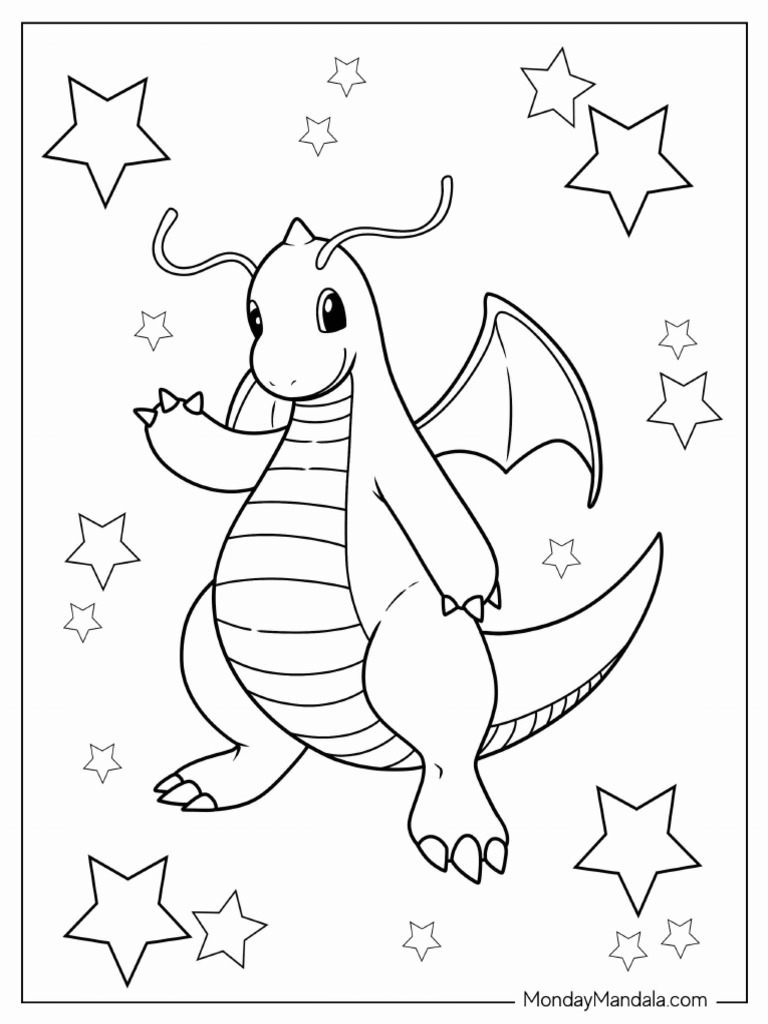 Cute Dragonite Pokemon To Color | PDF