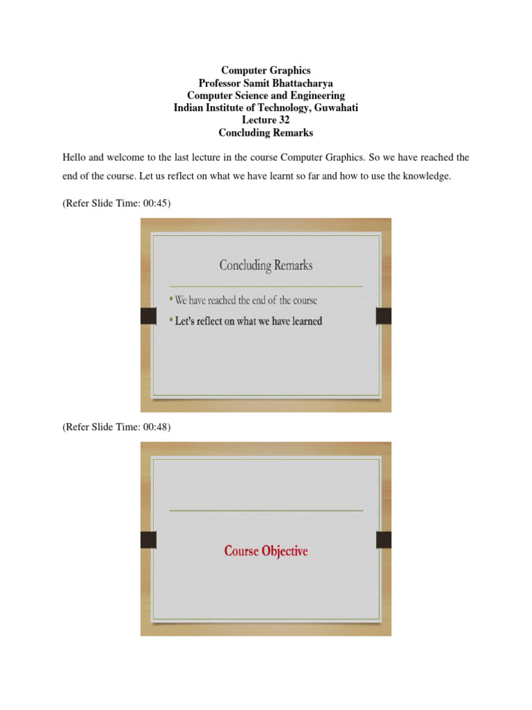 Computer Graphics Course Recap | PDF | Computer Graphics | Rendering ...