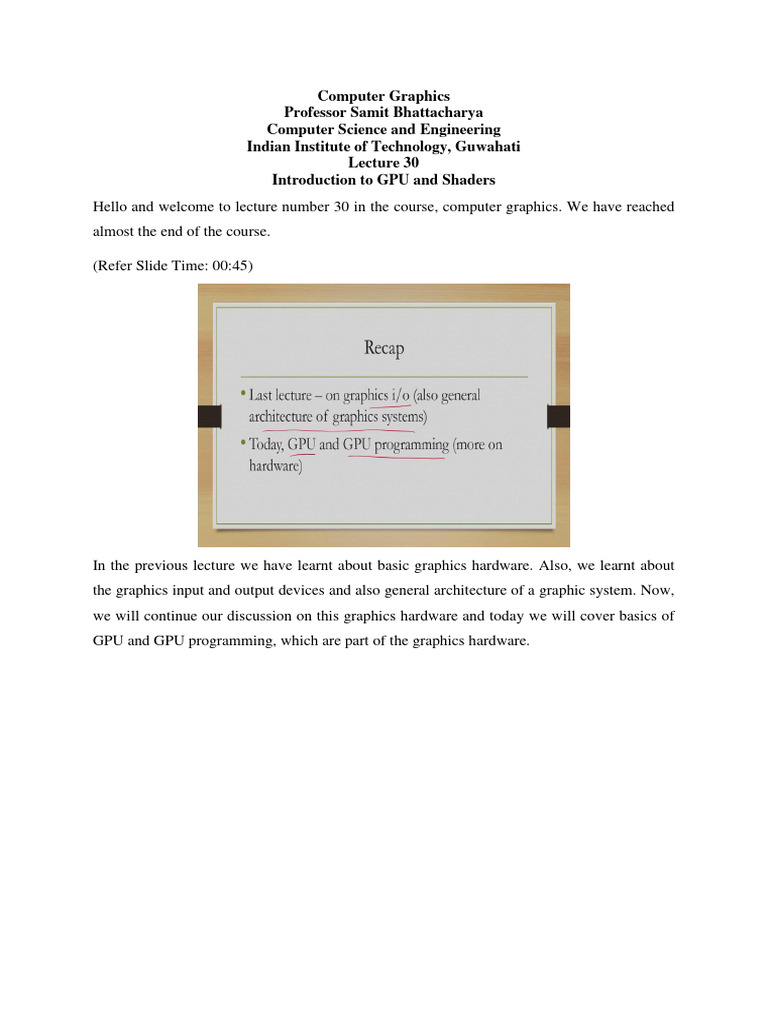 Lec 30 | PDF | Shader | Graphics Processing Unit