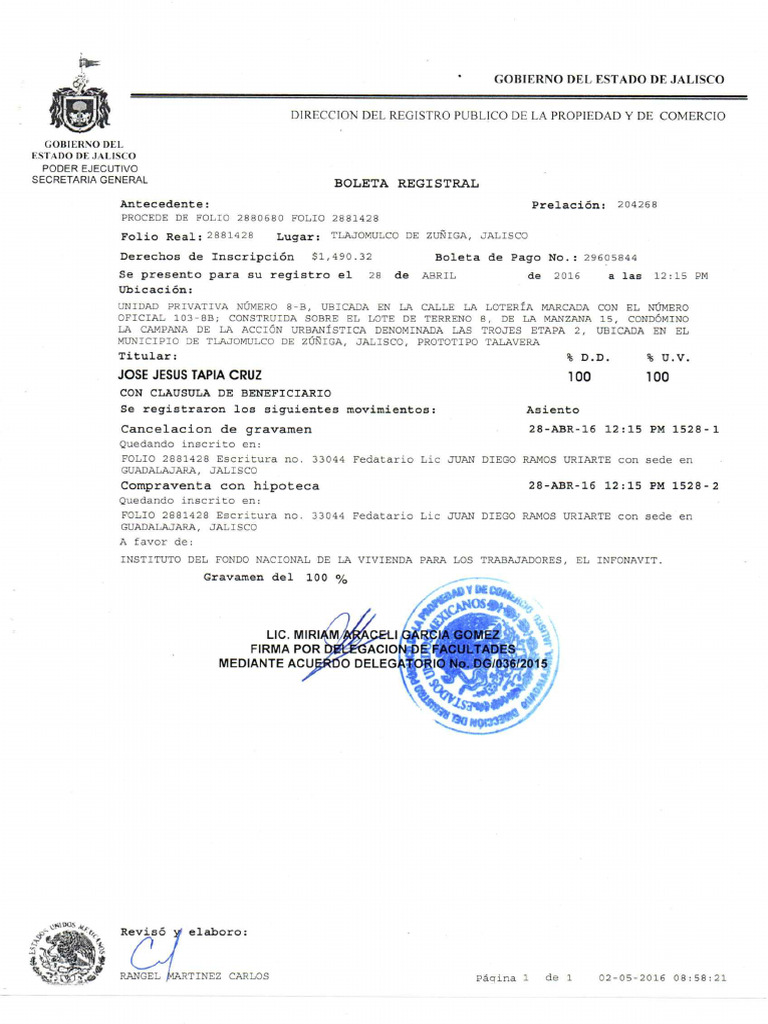 Boleta Registral | PDF