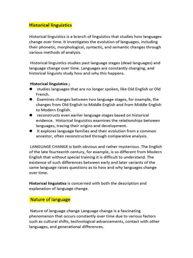 Historical Linguistics 1-1 | PDF | Linguistics | Lexicon