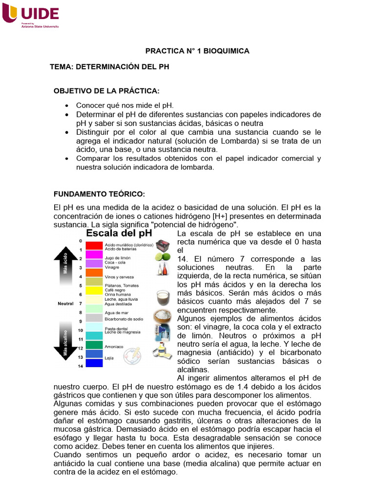 Práctica de PH MEDICINA | PDF | Ácido | Ph