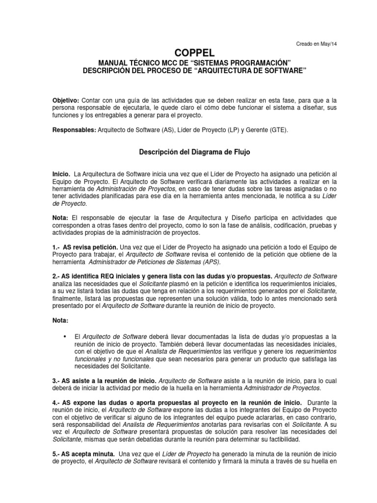 Coppel Manual Tecnico MCC de Sistemas Programacion Descripcion Del ...