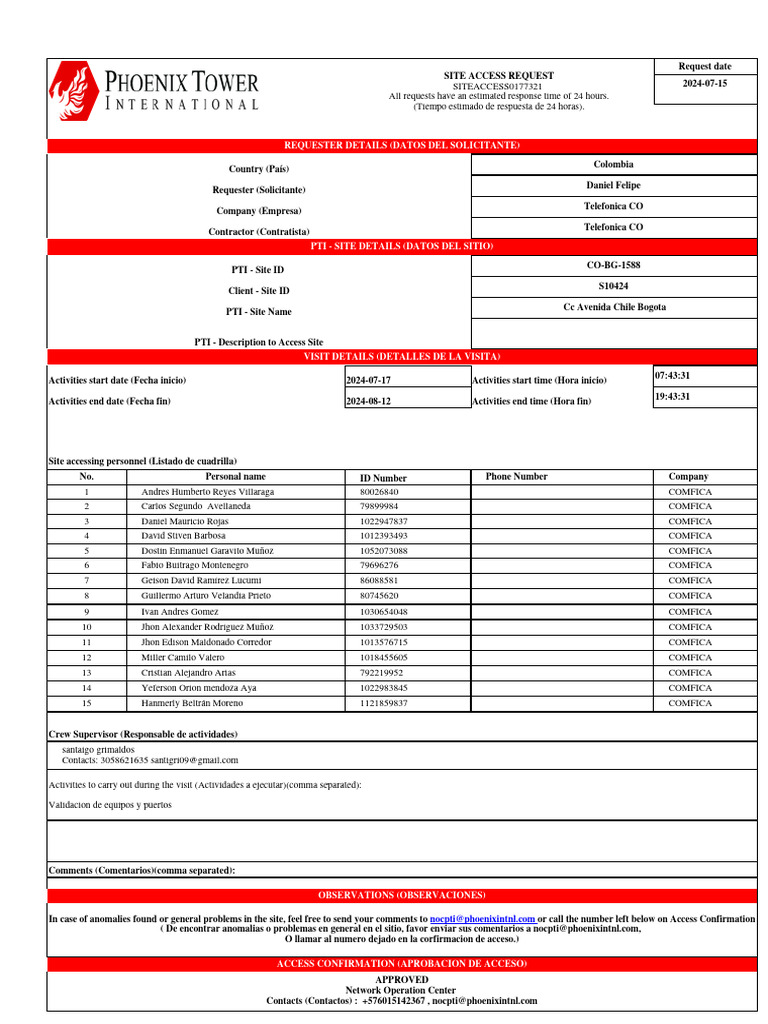 Site Access Request Form | PDF