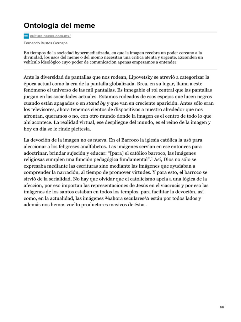 BUSTOS GOROZPEZ, F. - Ontologia Del Meme | PDF | Imagen | Alt derecha