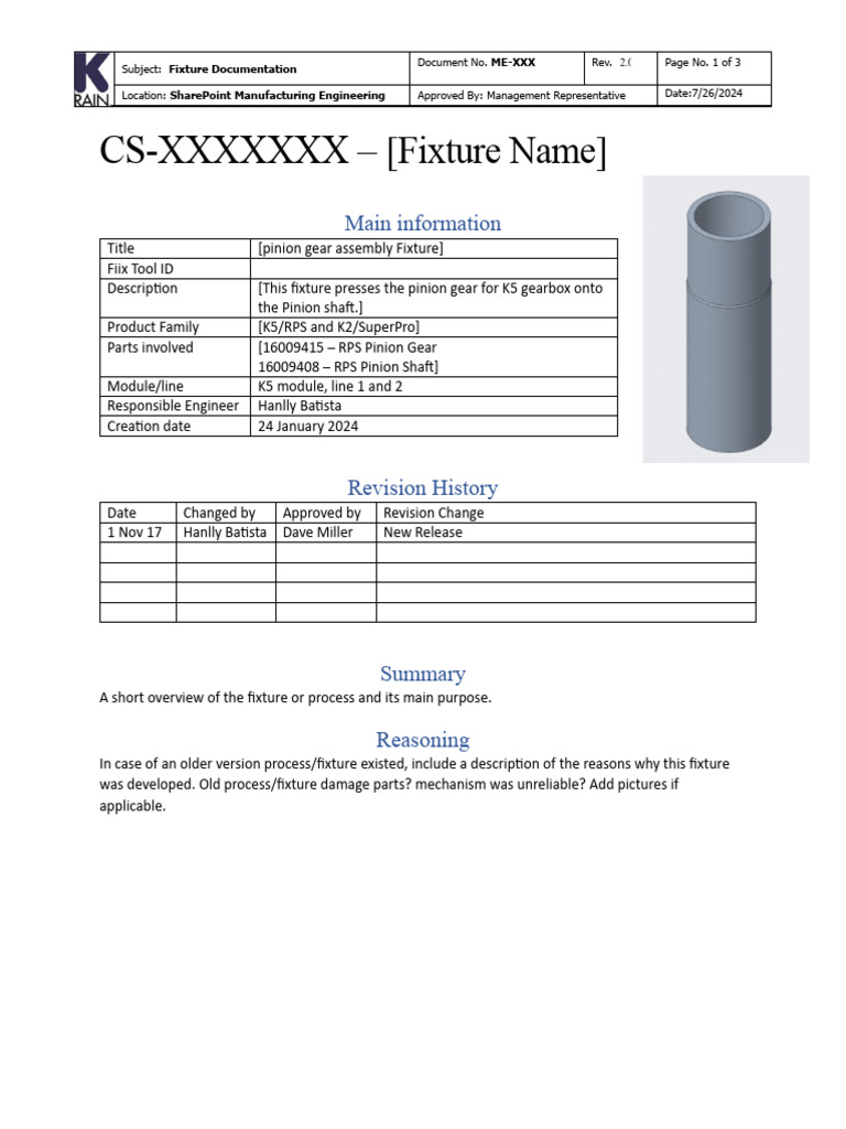 Pinion Gear Assembly Fixture Overview | PDF | Engineering