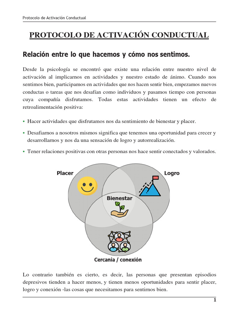 Guía de activación conductual - REVISADA | PDF | Depresión (estado de ...