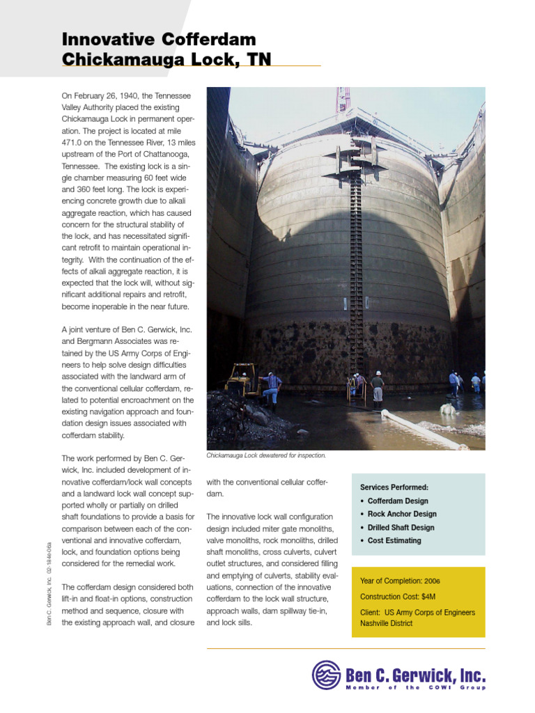 Ben C. Gerwick, Inc - Innovative Cofferdam For Chickamauga Lock - 02 ...