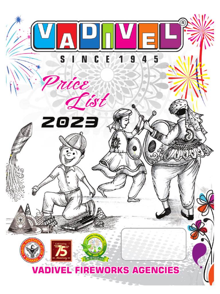 Vadivel Fireworks Agencies - Price List - 2023 | PDF | Home & Garden