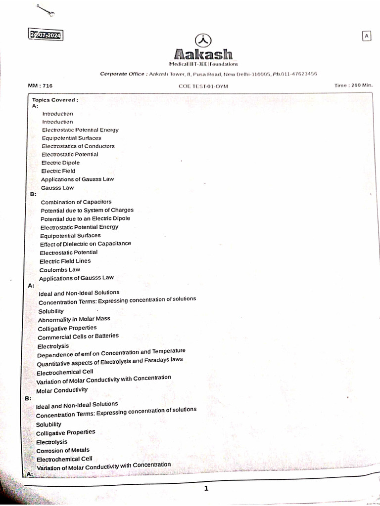 Coe Test 1 Oym | PDF