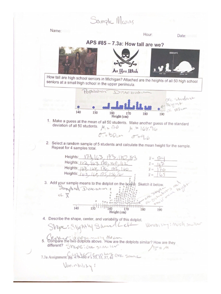 APS #85 - 7.3a How Tall Are We | PDF