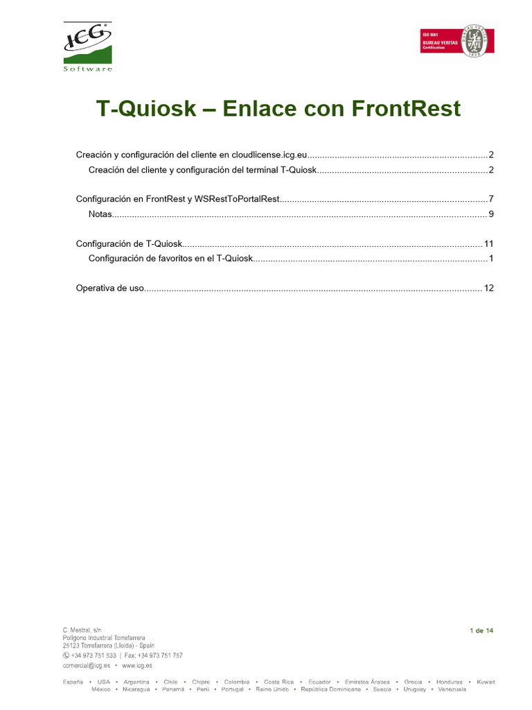 Configuración T-Quiosk y FrontRest | PDF | Contraseña | Informática