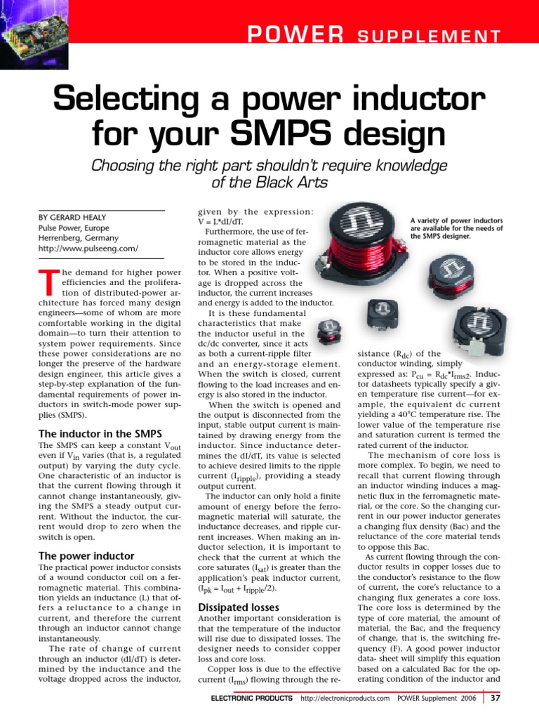 Selecting A Power Inductor For Your SMPS Design | PDF | Inductor ...