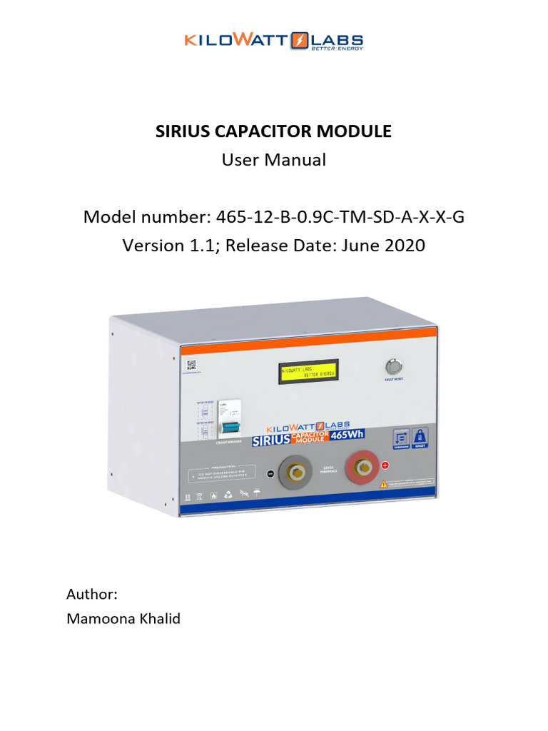 KiloWatt Labs Sirius-User Manual-465-12-B-0.9C-TM-SD-A-X-X-G - v062020 ...