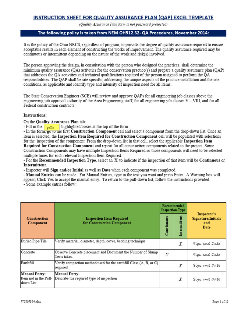 Quality Assurance Plan Instructions | PDF | Quality Assurance | Deep ...