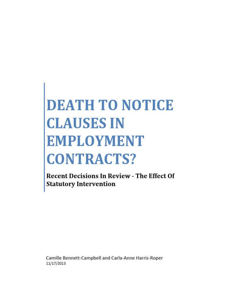 Death To Notice Clause in Employment Contracts - Camille Bennett | PDF ...