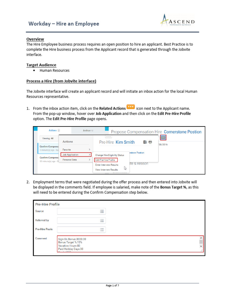 Workday Employee Hiring Process Guide | PDF | Employment | Icon (Computing)
