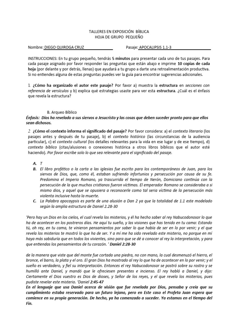 Apocalipsis 1 1 3 Pdf Cristo Título Libro De Revelación