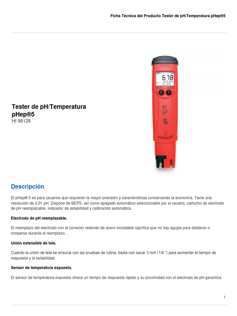 Ficha Técnica PHmetro | PDF | Sensor