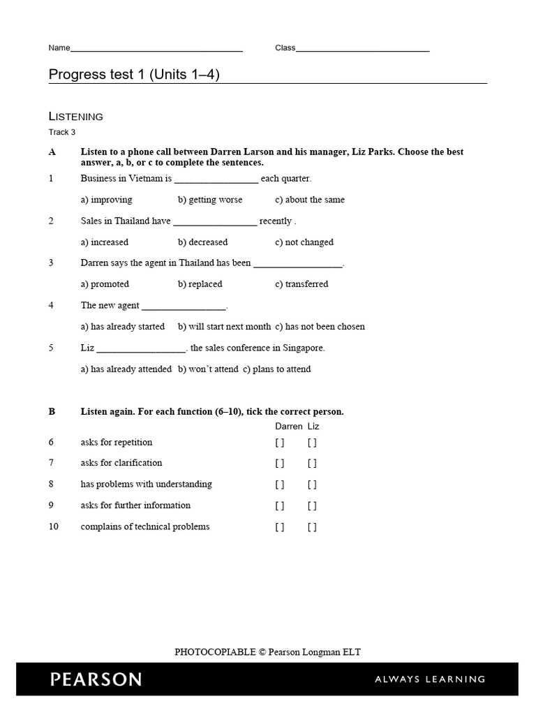 Market Leader Upper Intermediate Tests | PDF | Linguistics