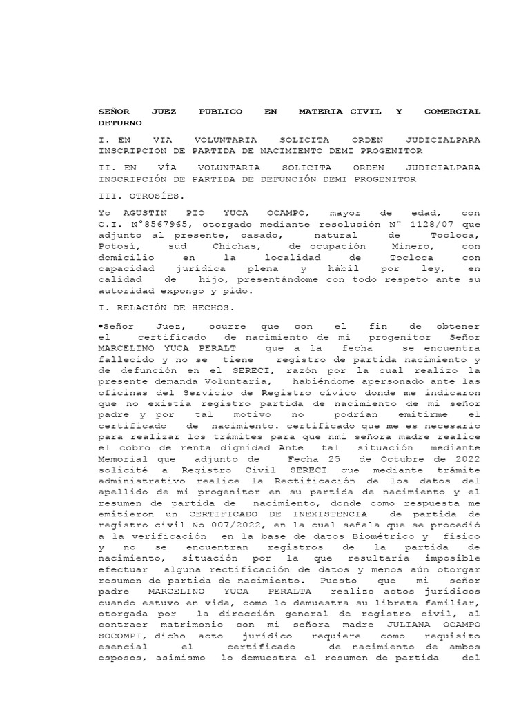 INSCRIPCION DE PARTIDA DE NACIMIENTO Y DE DEFUNCION | Descargar gratis PDF | Certificado de ...