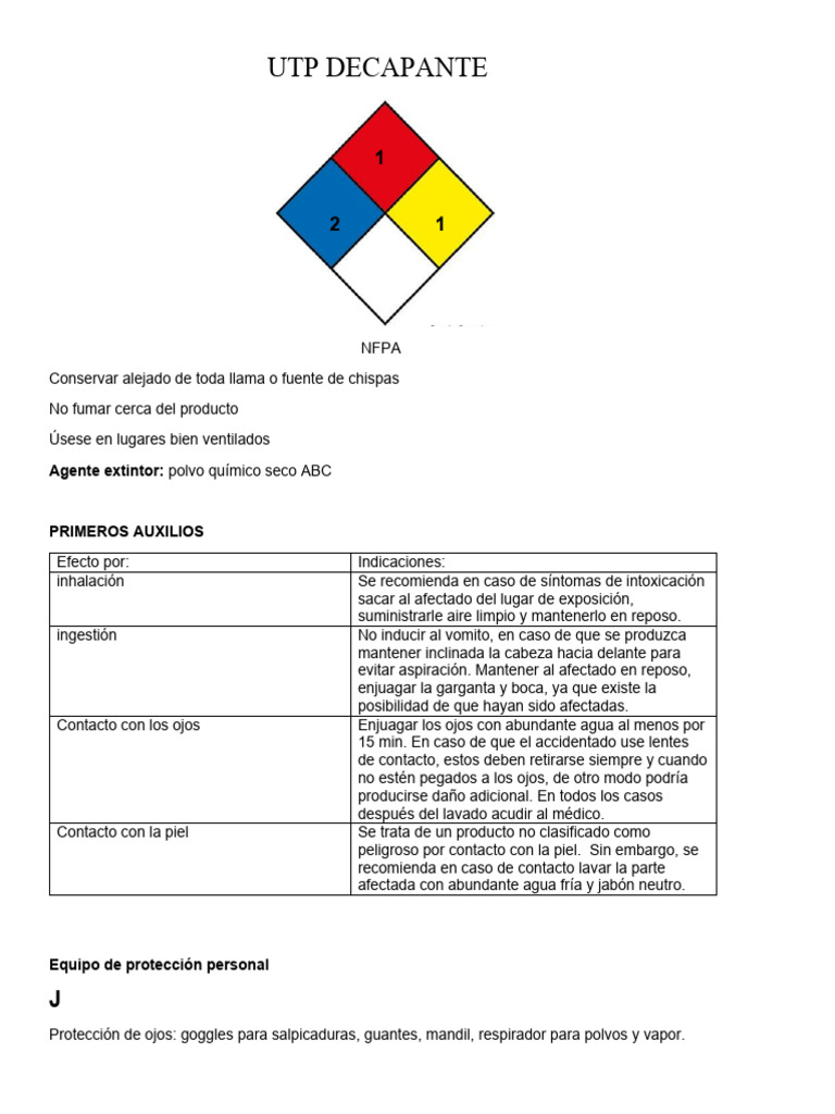 Utp Decapante | PDF | Dióxido de carbono | Primeros auxilios