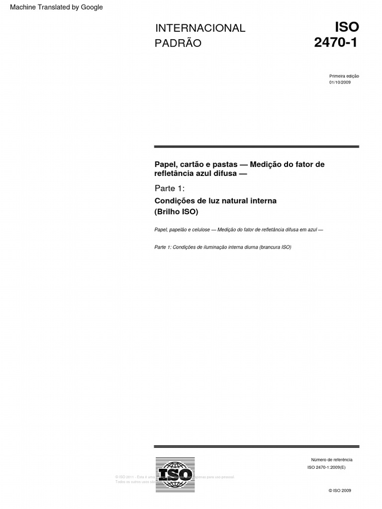 Iso 2470-1 2009 | PDF | Ultravioleta | Desvio padrão