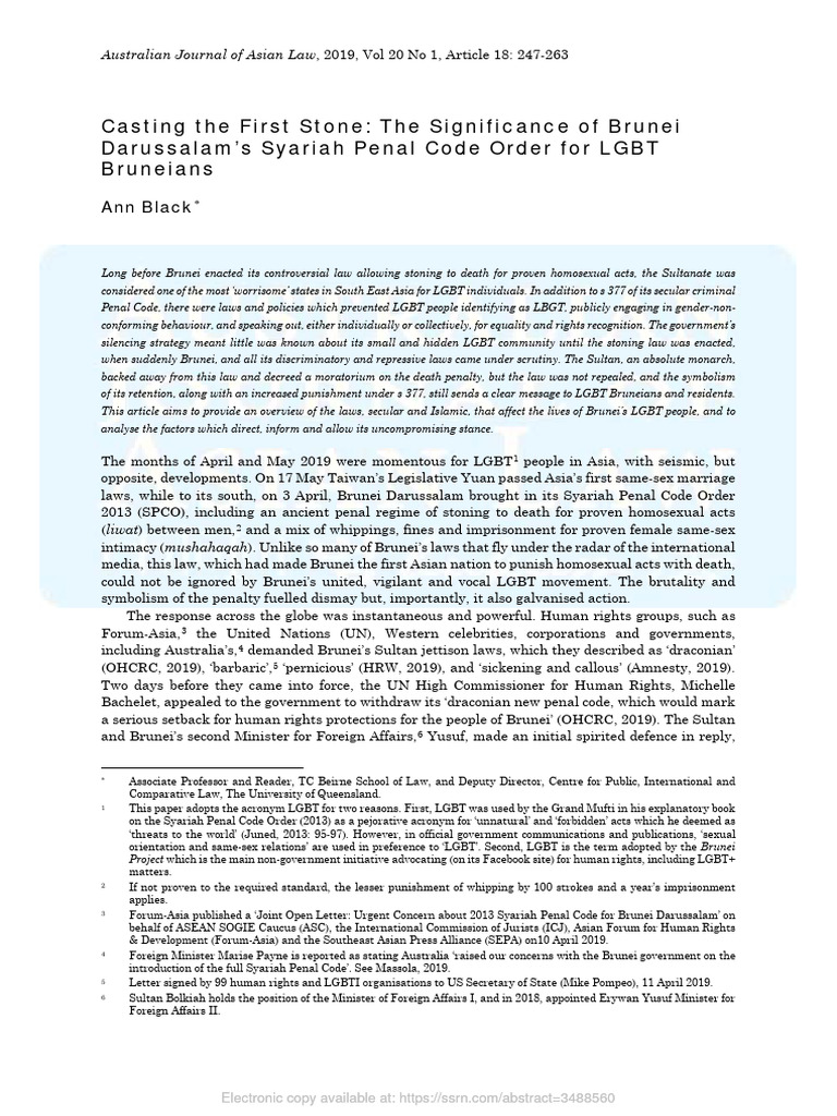 Brunei's Syariah Code and LGBT Rights | PDF | Sharia | Brunei