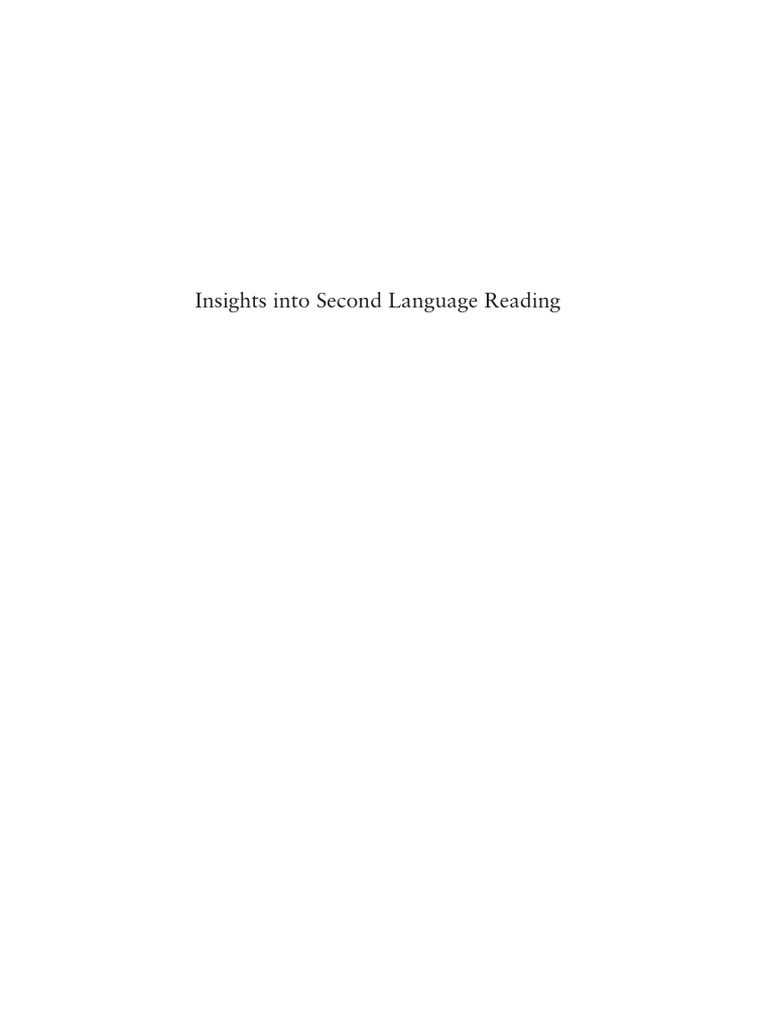 Insights Into Second Language Reading - A Cross-Linguistic Approach | PDF | Second Language ...