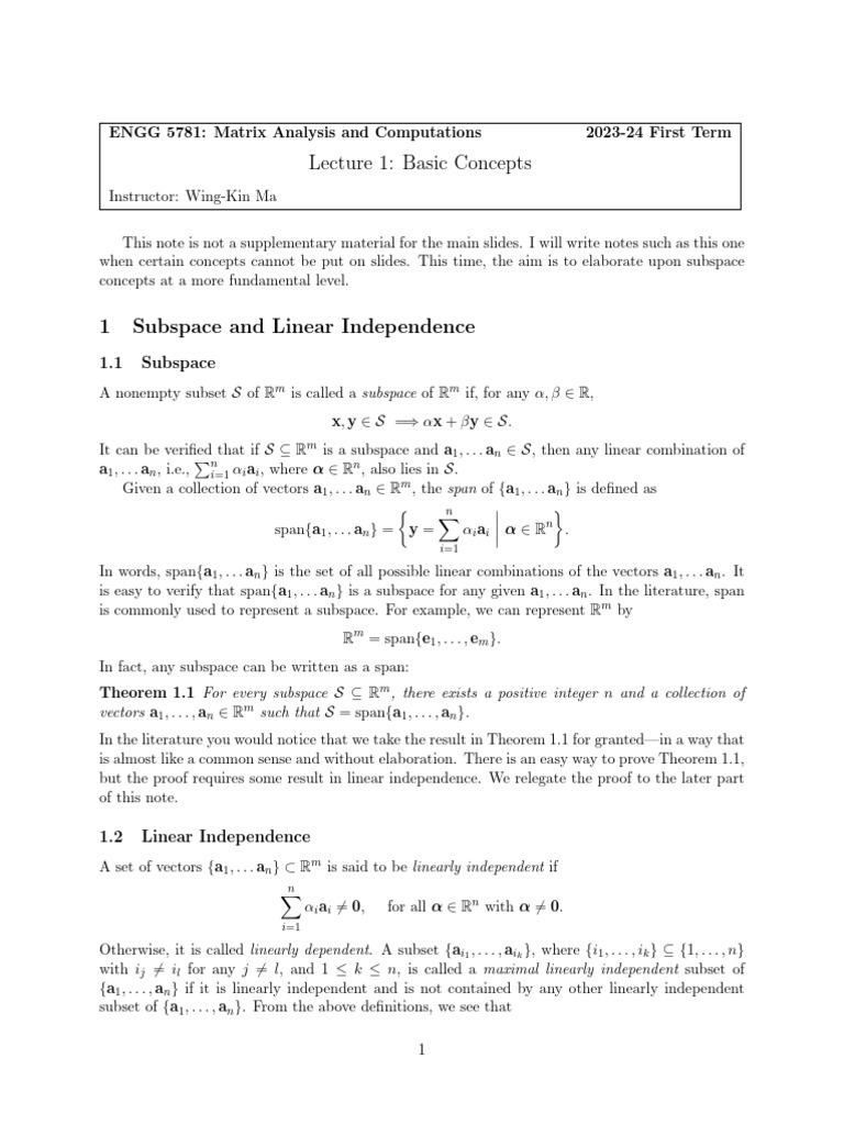 Matrix Note | PDF | Eigenvalues And Eigenvectors | Linear Subspace