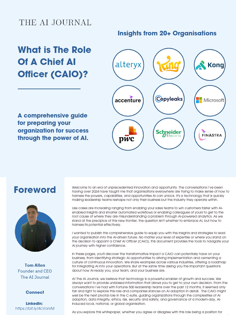 Role of the Chief AI Officer Explained | PDF | Artificial Intelligence ...