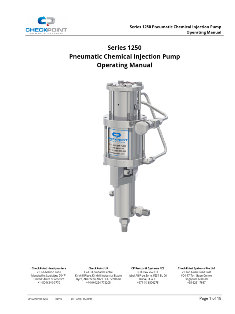 Series 1250 Pump Operating Manual | PDF | Pump | Valve