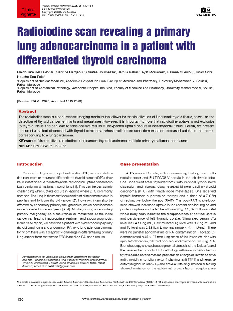 25 - NMR - 2023 - X - CV - Bel Lakhdar | PDF | Metastasis | Thyroid