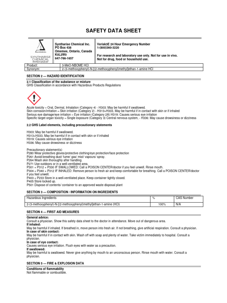 3 MeO NBOME HCL | PDF | Toxicity | Occupational Safety And Health