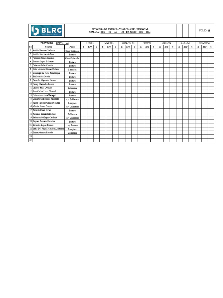 Bitacora de Entradas y Salidas - 010134 | PDF