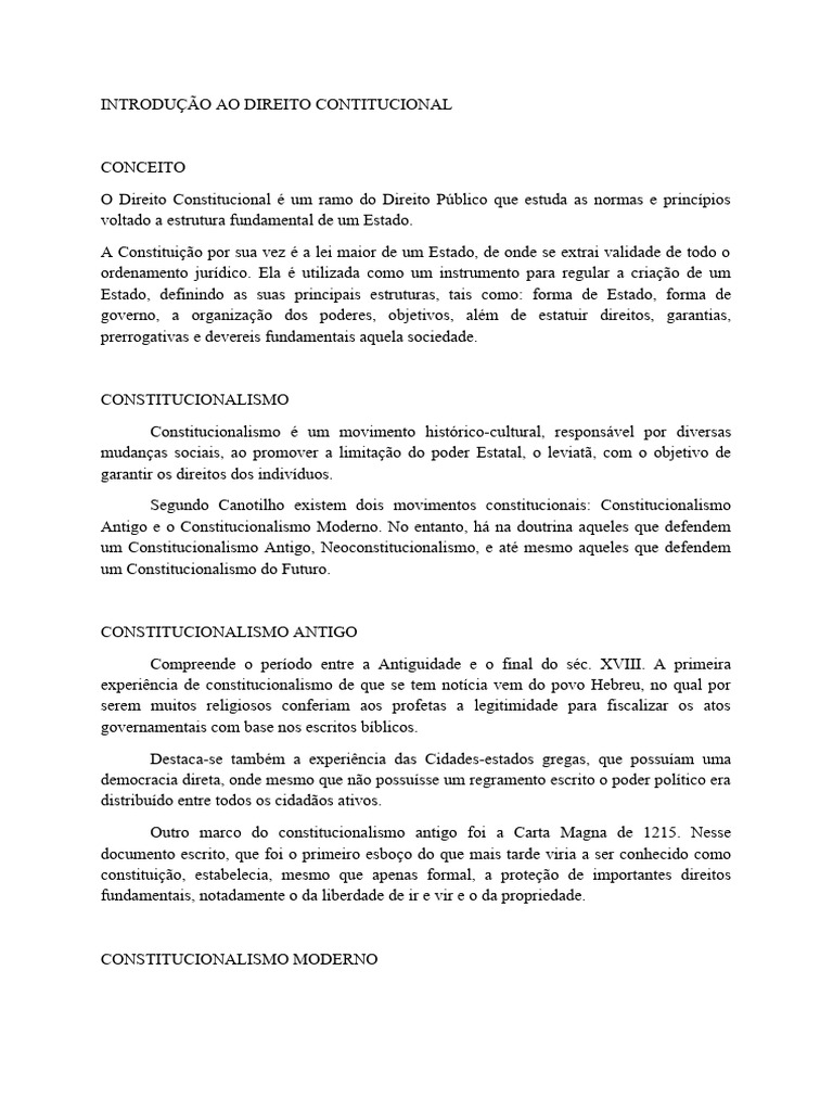 Direito Constitucional - Introdução J Constitucionalismo e Normas ...