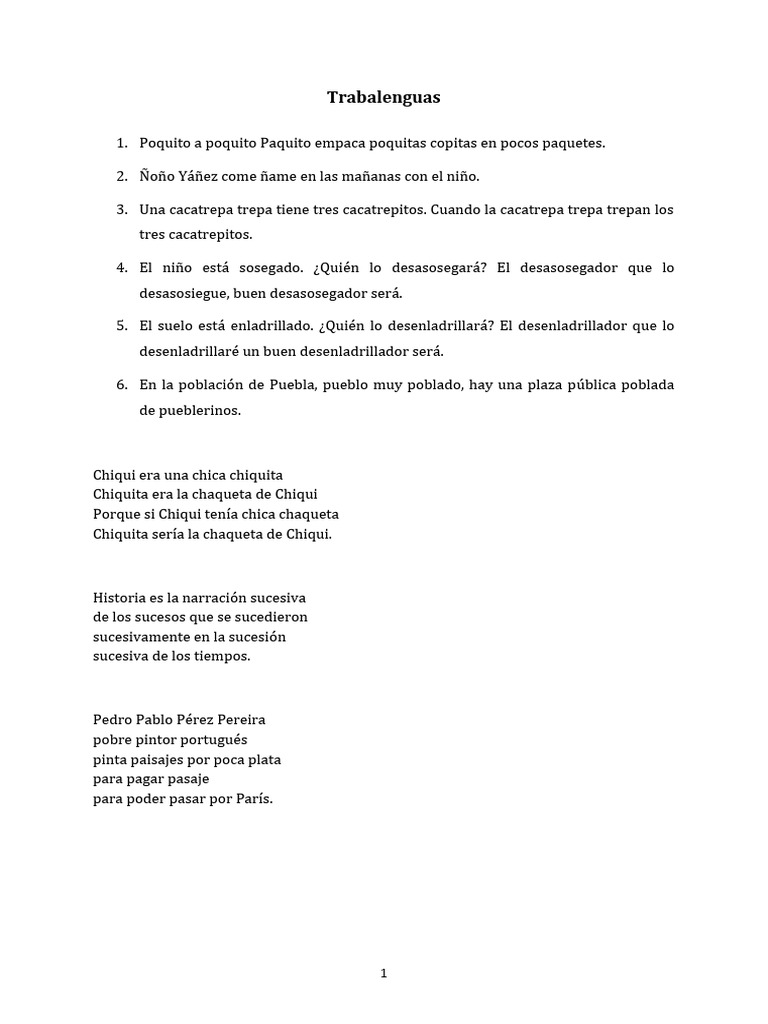 3 Trabalenguas | PDF