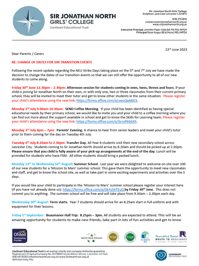Year 6 Update Letter 23 06 23 | PDF