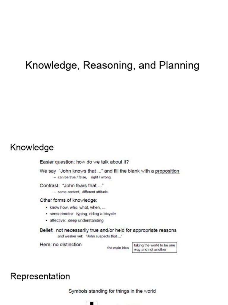 CH 4 Knowledge Representation | PDF | Knowledge Representation And Reasoning | First Order Logic