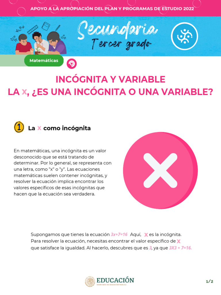 Mat_3o_Incognita-y-variable-La-x-¿es-una-incognita-o-una-variable | PDF ... Mat_3o_Incognita-y-variable-La-x-¿es-una-incognita-o-una-variable | PDF ...