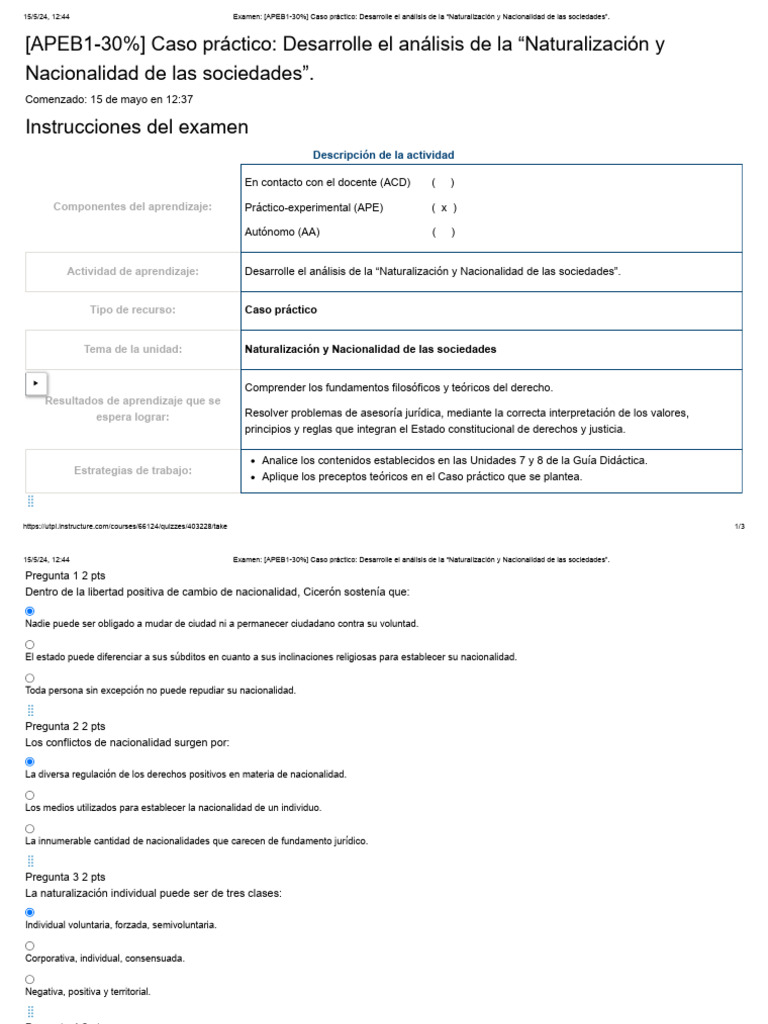 Examen - (APEB1-30%) Caso Práctico - Desarrolle El Análisis de La "Naturalización y Nacionalidad ...
