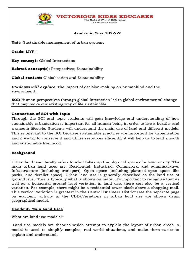 MYP 4 U2 Main Land Use | PDF | Sustainability | Suburb