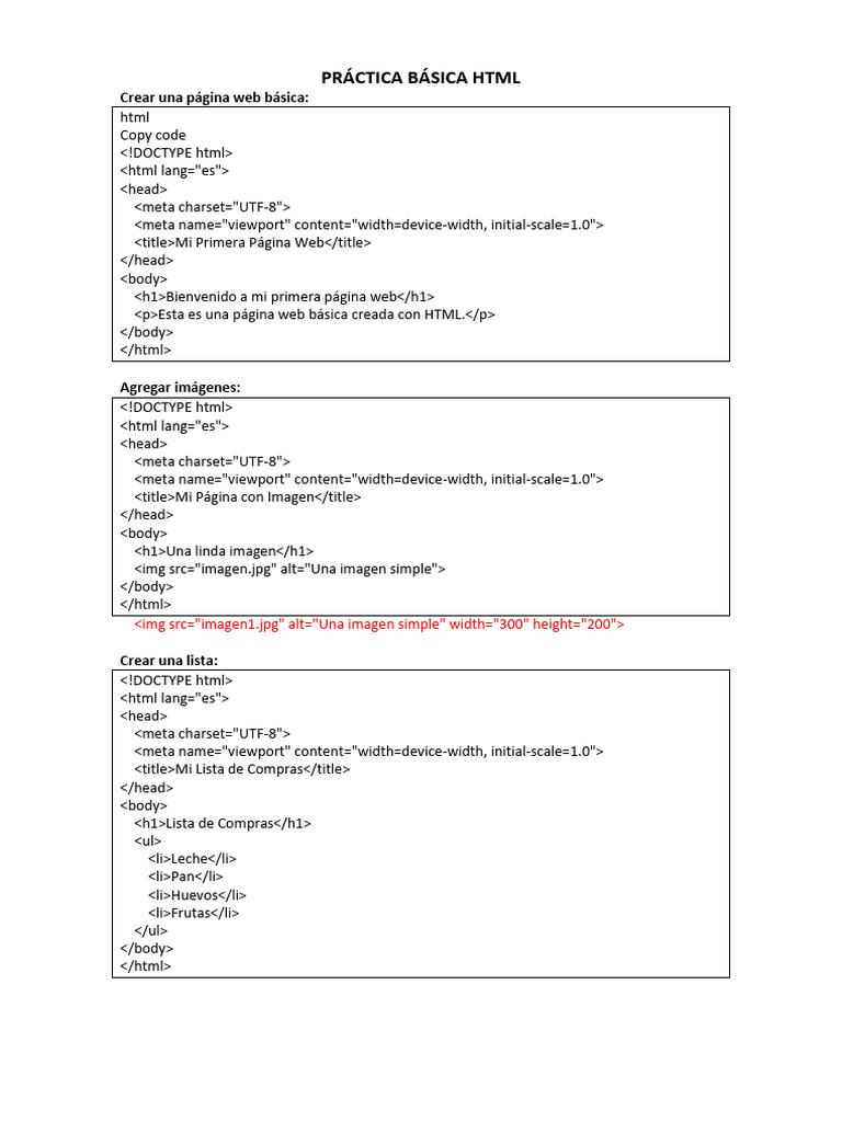 ejercicio html basico 2 (1) | Descargar gratis PDF | HTML | Youtube