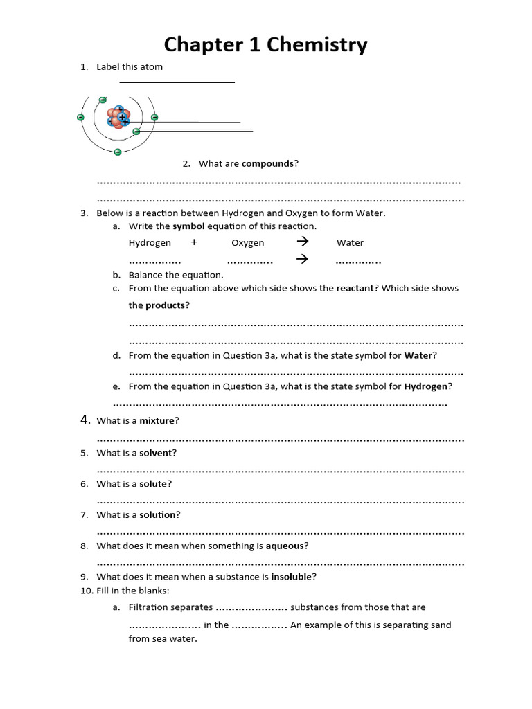 Chapter 1 Chemistry | PDF | Solubility | Chemical Substances