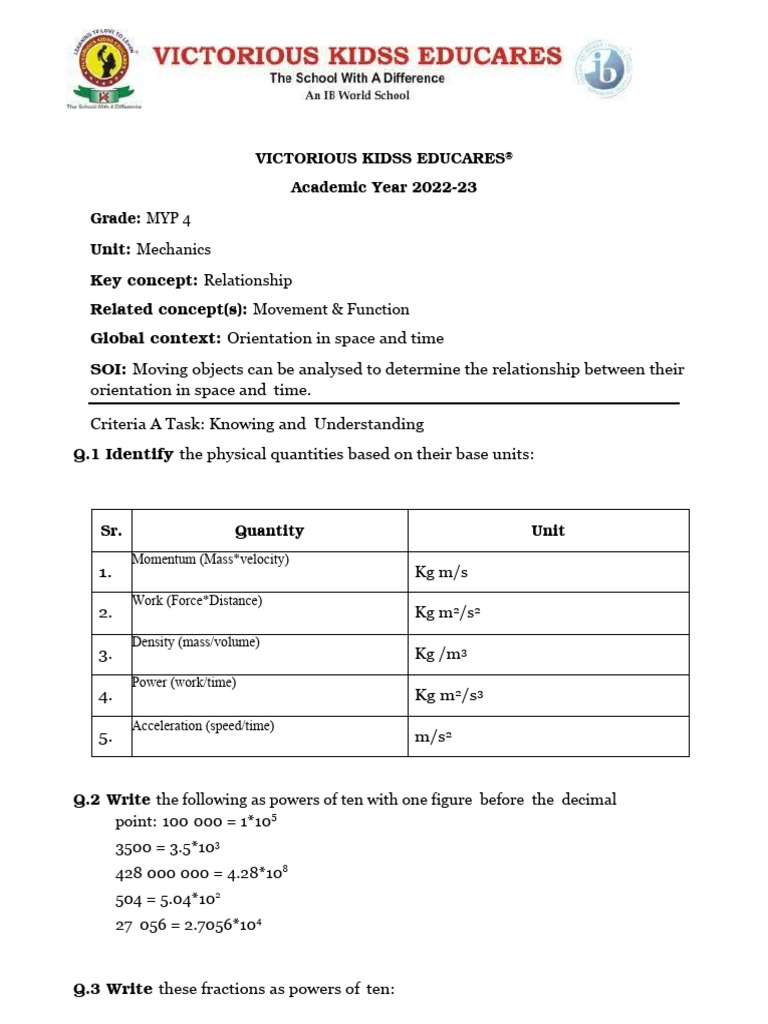 MYP 4 Mechanics Worksheet - 03 | PDF | Force | Momentum