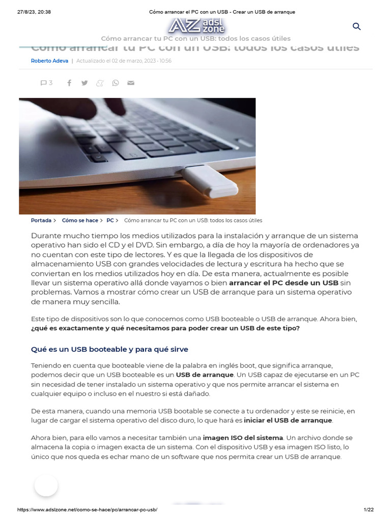 Cómo Arrancar El PC Con Un USB - Crear Un USB de Arranque | PDF | Arranque | Memoria USB