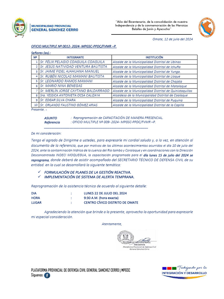 Oficios MULTIPLES 012-2024 | PDF