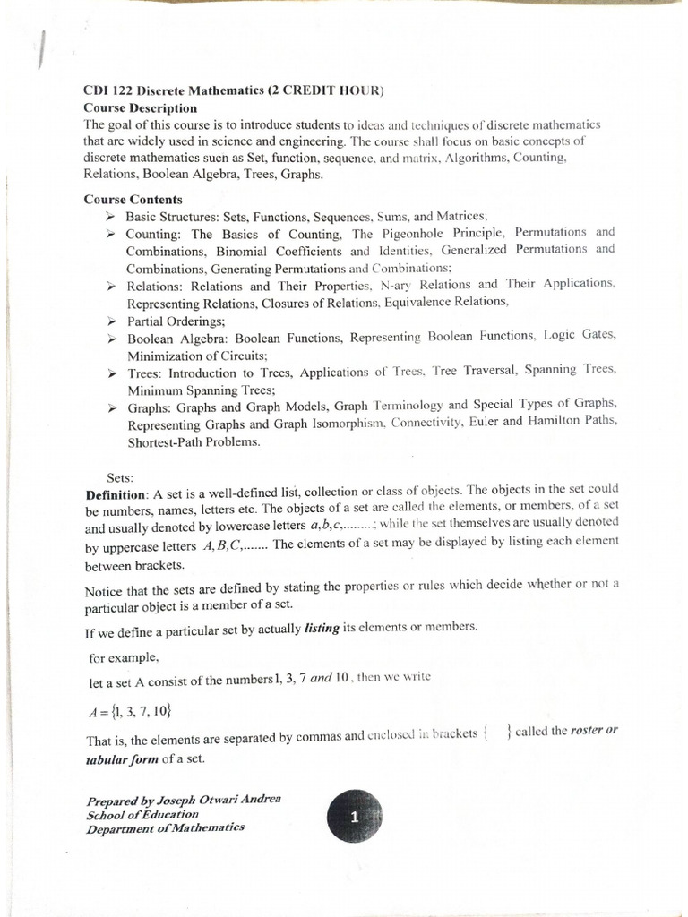 Discrete Mathematics 1 | PDF